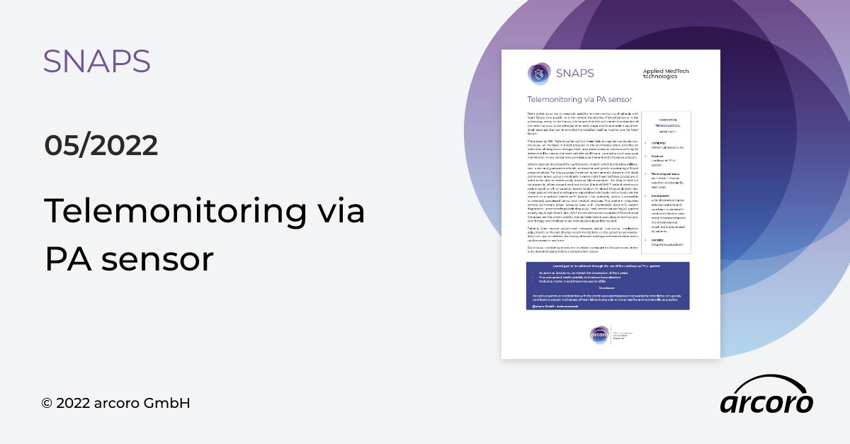 Telemonitoring via PA-Sensor | arcoro SNAPS
