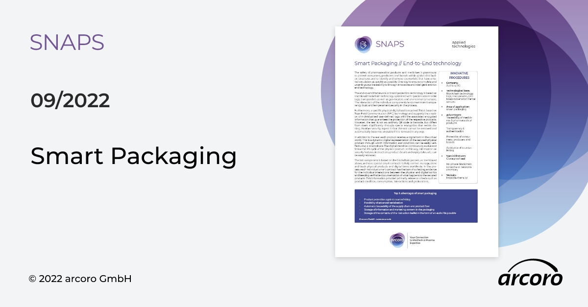 Smart Packaging in the Pharmaceutical industry | arcoro SNAPS