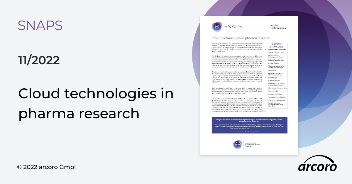 Cloud technologies in pharma research | arcoro SNAPS