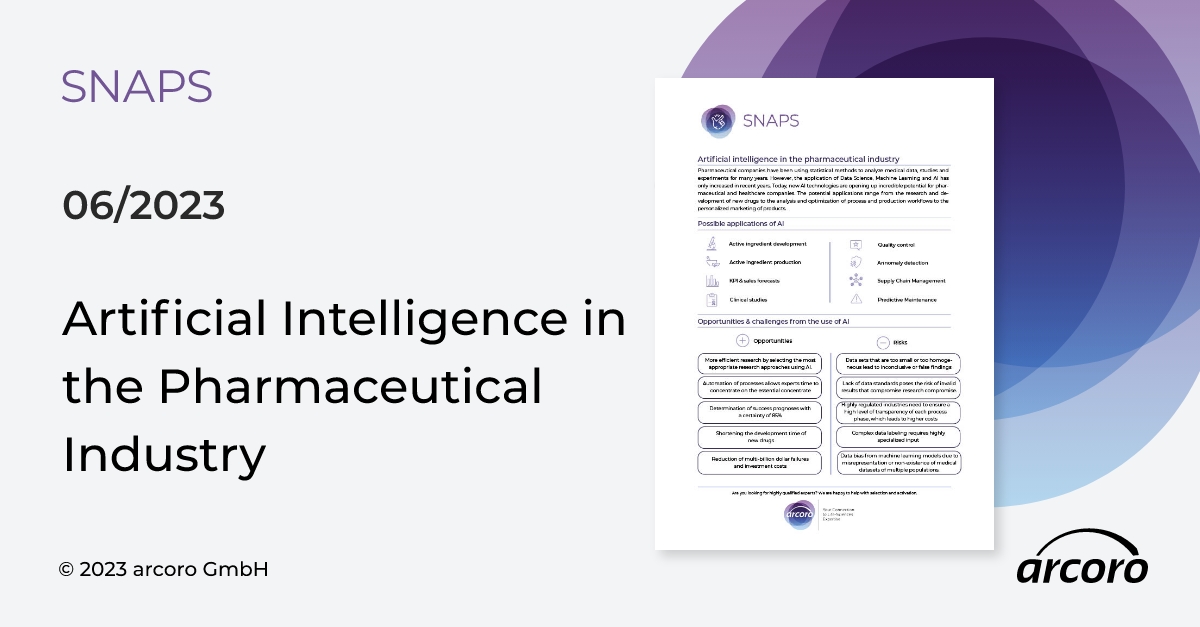 Artificial intelligence in the pharmaceutical industry | arcoro SNAPS